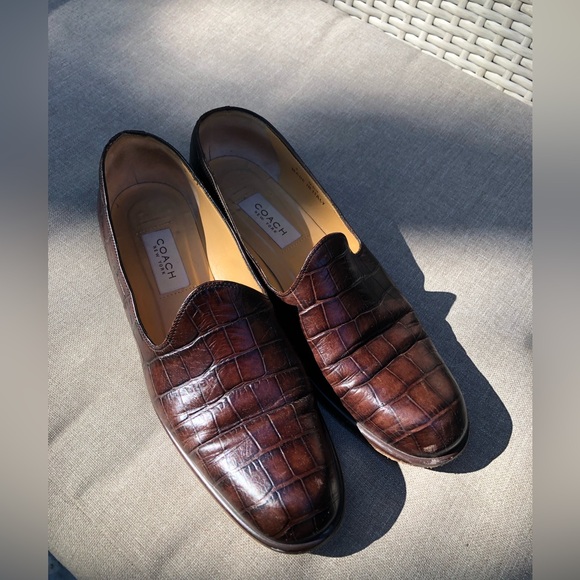 Coach | Shoes | Coach Vintage Croc Leather Loafers 95 | Poshmark